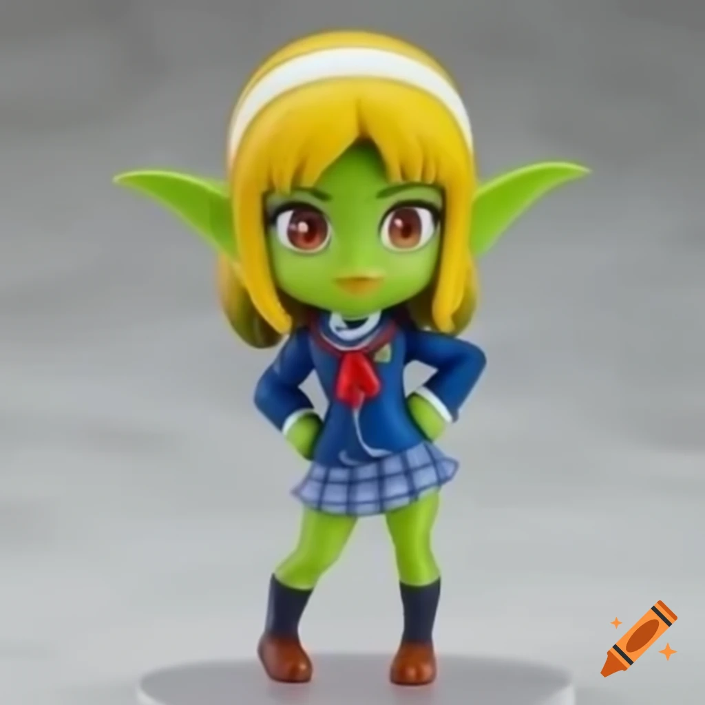 Anime goblin schoolgirl action figure on Craiyon