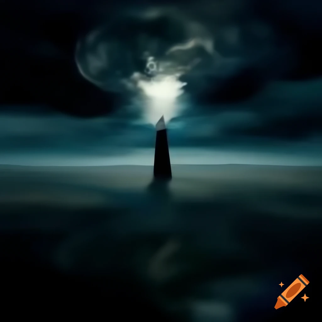 Silhouette of a person in a vast empty void with raised hands and faint ...
