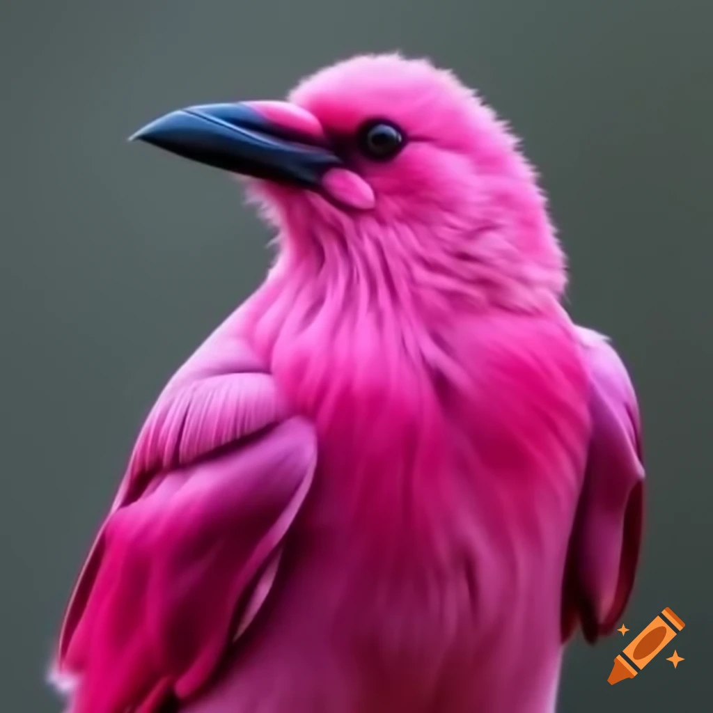 Unique pink crow on display on Craiyon