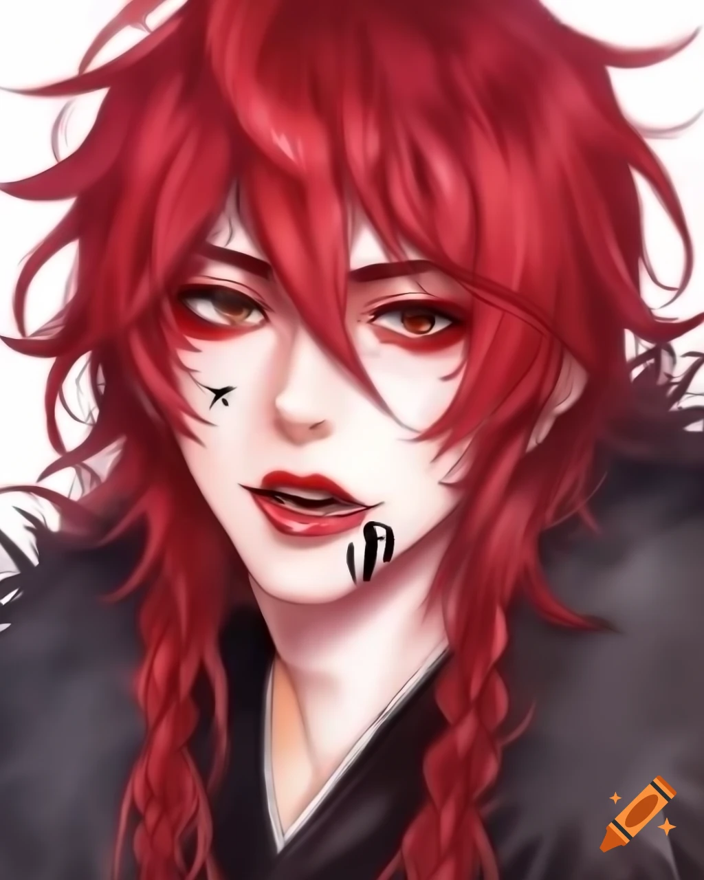 Anime character with long dark red hair and pirate outfit, featuring ...