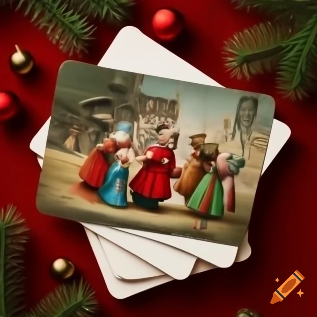 Vintage Christmas scene on holiday card on Craiyon