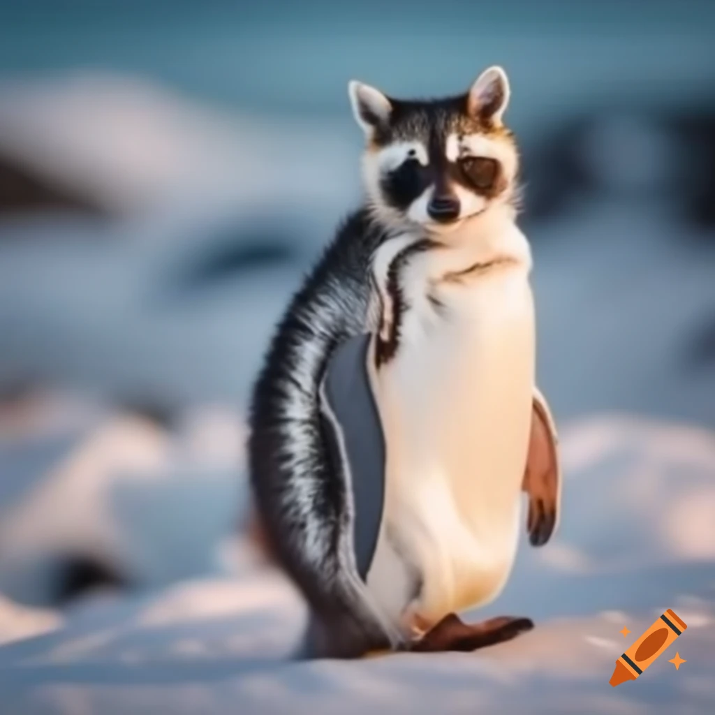 Fictional penguin raccoon hybrid character on Craiyon