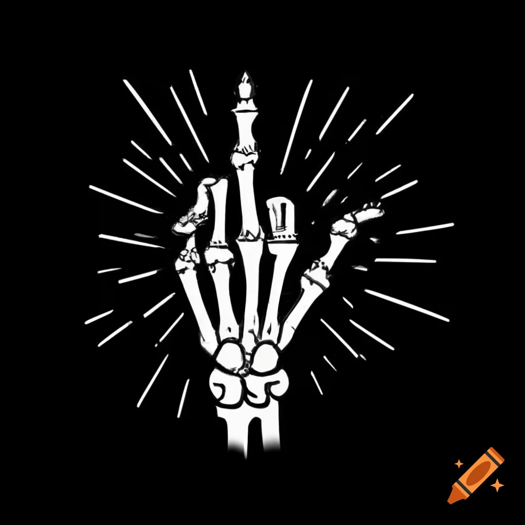 Cartoon skeletal hand glowing with raised finger expressing displeasure ...