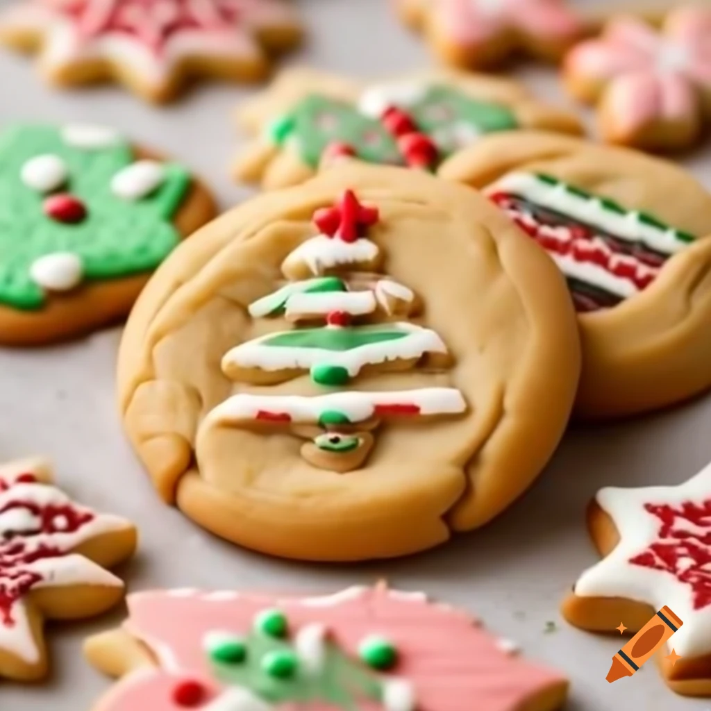 Festively decorated christmas cookie for advertisement on Craiyon