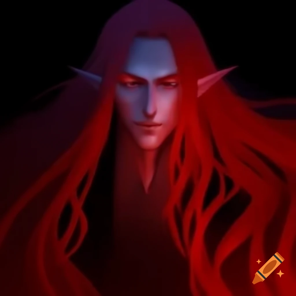 Glowing figure with red hue, combining elements of alucard and middle ...