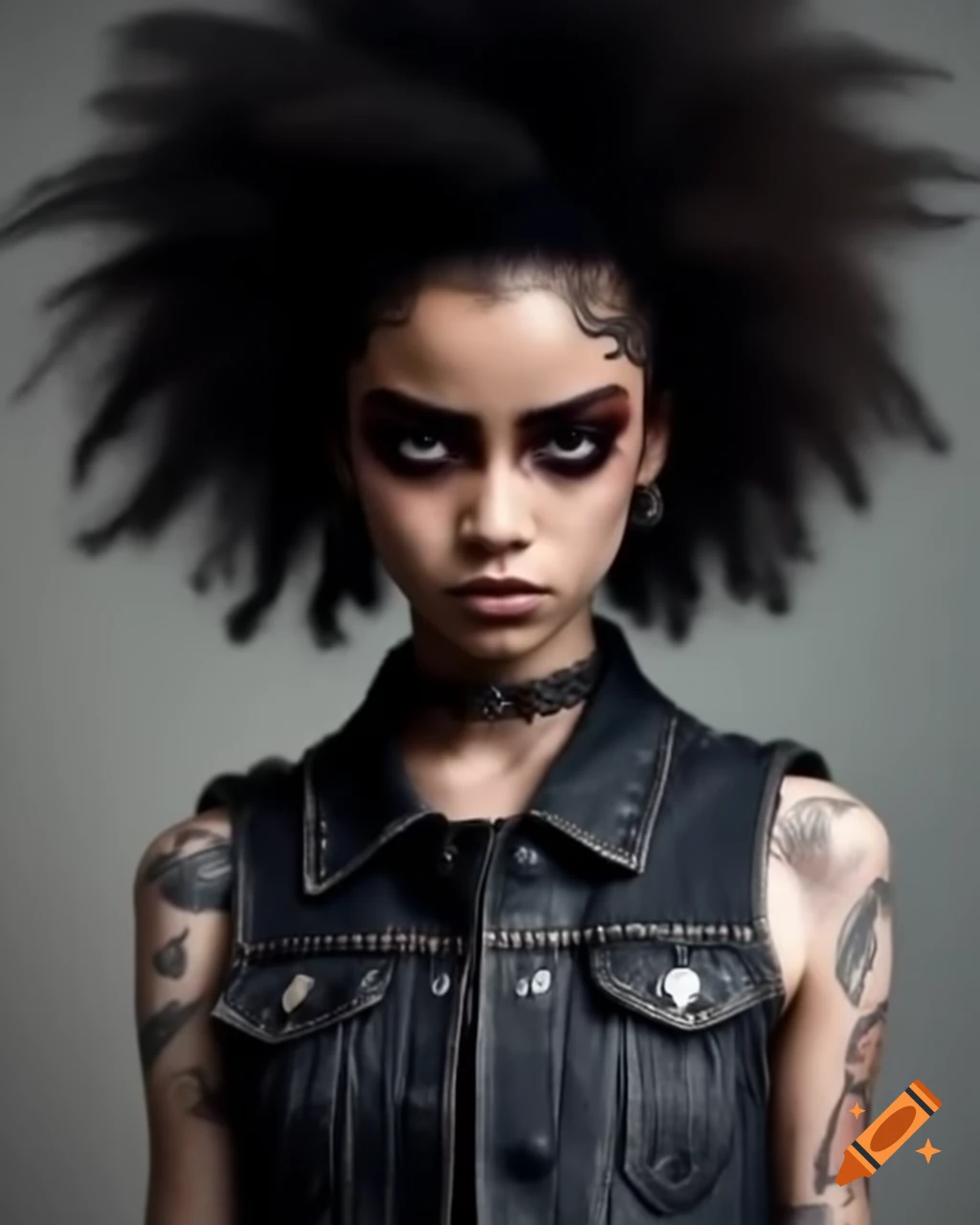 Punk-rock princess with rebellious style and mischievous smirk on Craiyon