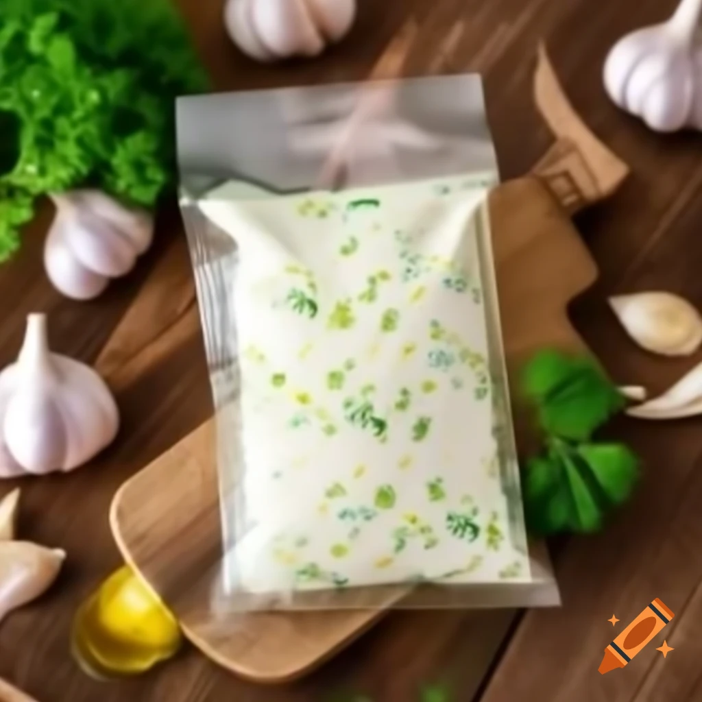 20ml sachet of Parsley and Garlic oil on Craiyon