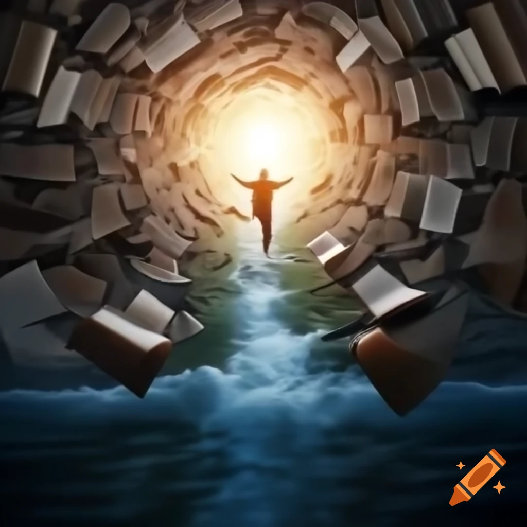 Symbolic representation of a mind soaring above a river of life with ...