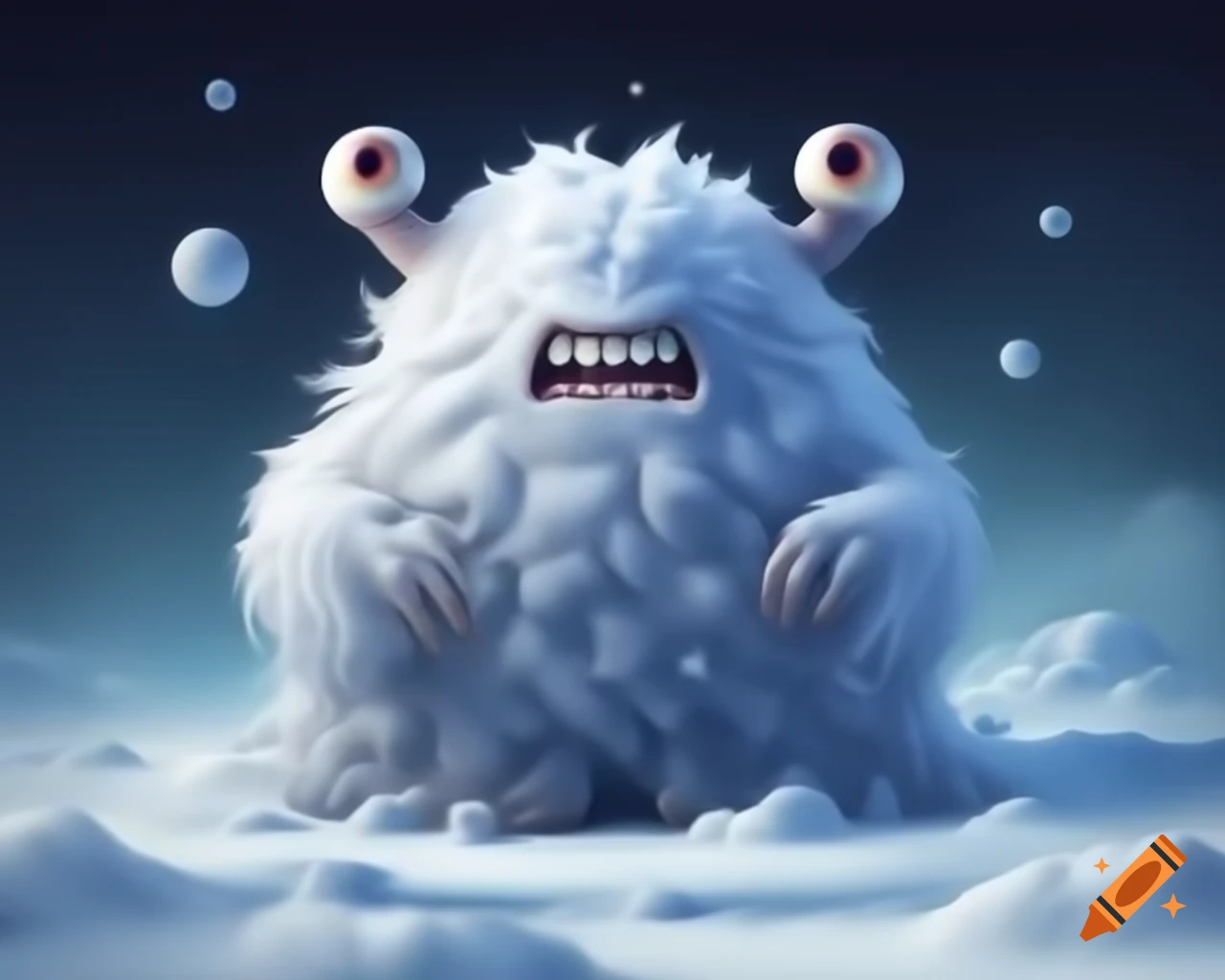 Surreal cartoon monster sneaking, fluffy texture on Craiyon