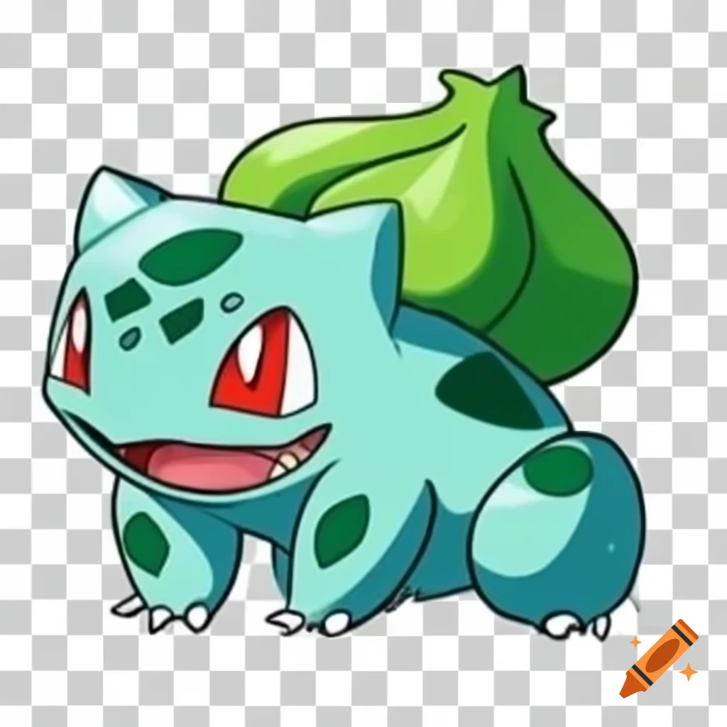 Bulbasaur character with transparent background on Craiyon