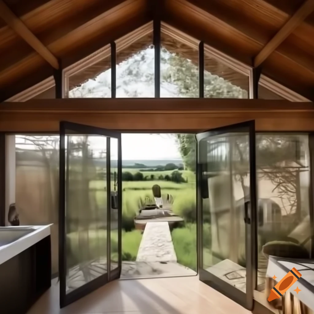 Ultra-realistic view of countryside house extension with traditional ...
