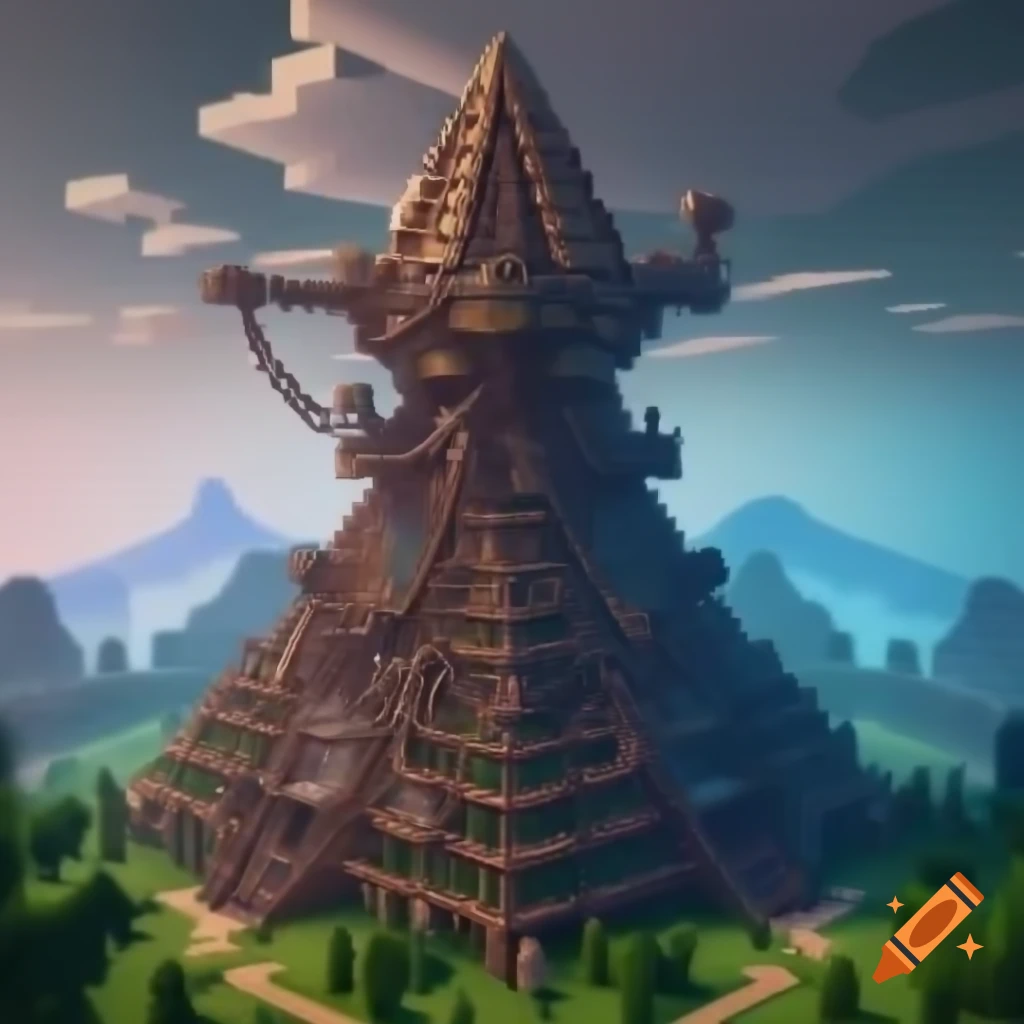Steampunk pyramid in minecraft style on Craiyon