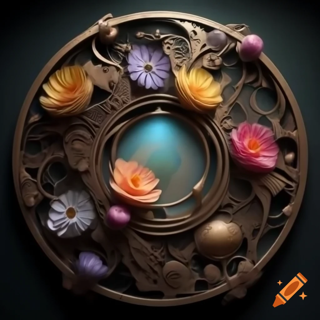 Intricate art nouveau ironwork with colorful flowers creating light and ...