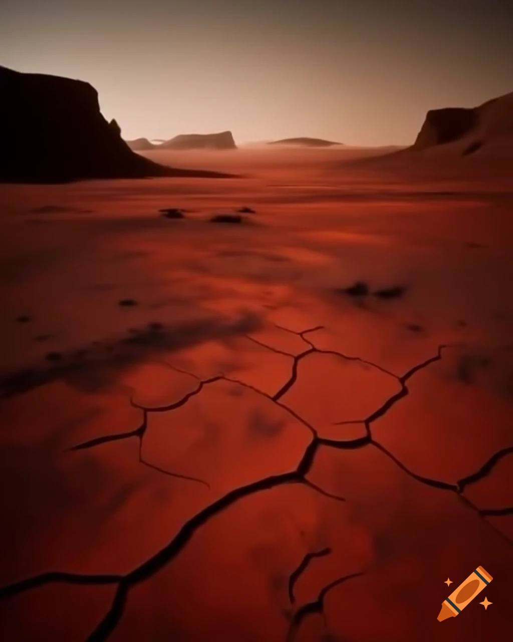 Barren red Martian landscape at Meridiani Planum with rock formations ...