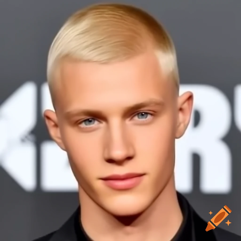 Blonde german male with buzz cut and thin eyebrows on Craiyon
