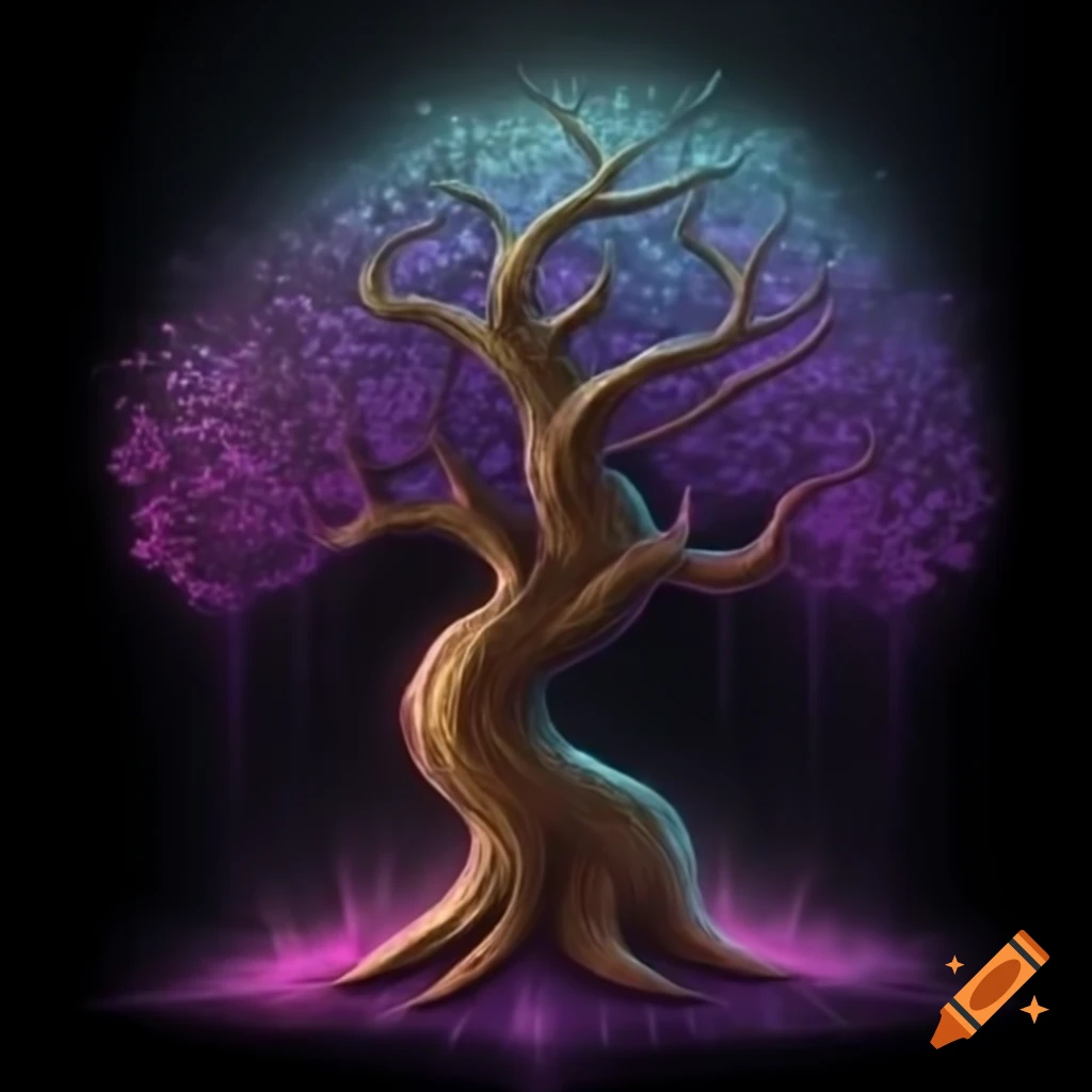 Magical tree with sparkles, inspired by witchcraft on Craiyon