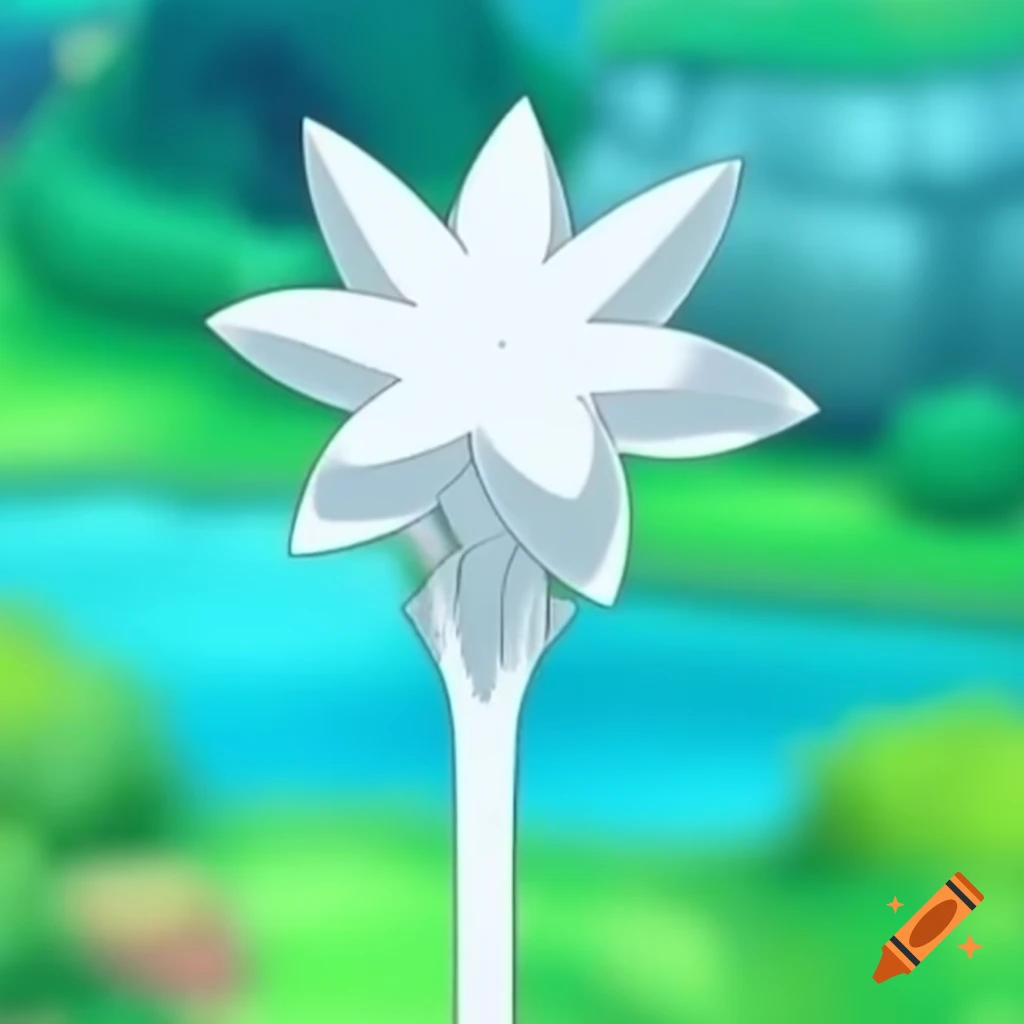 White staff topped with crystal gracidea flower from pokemon on Craiyon