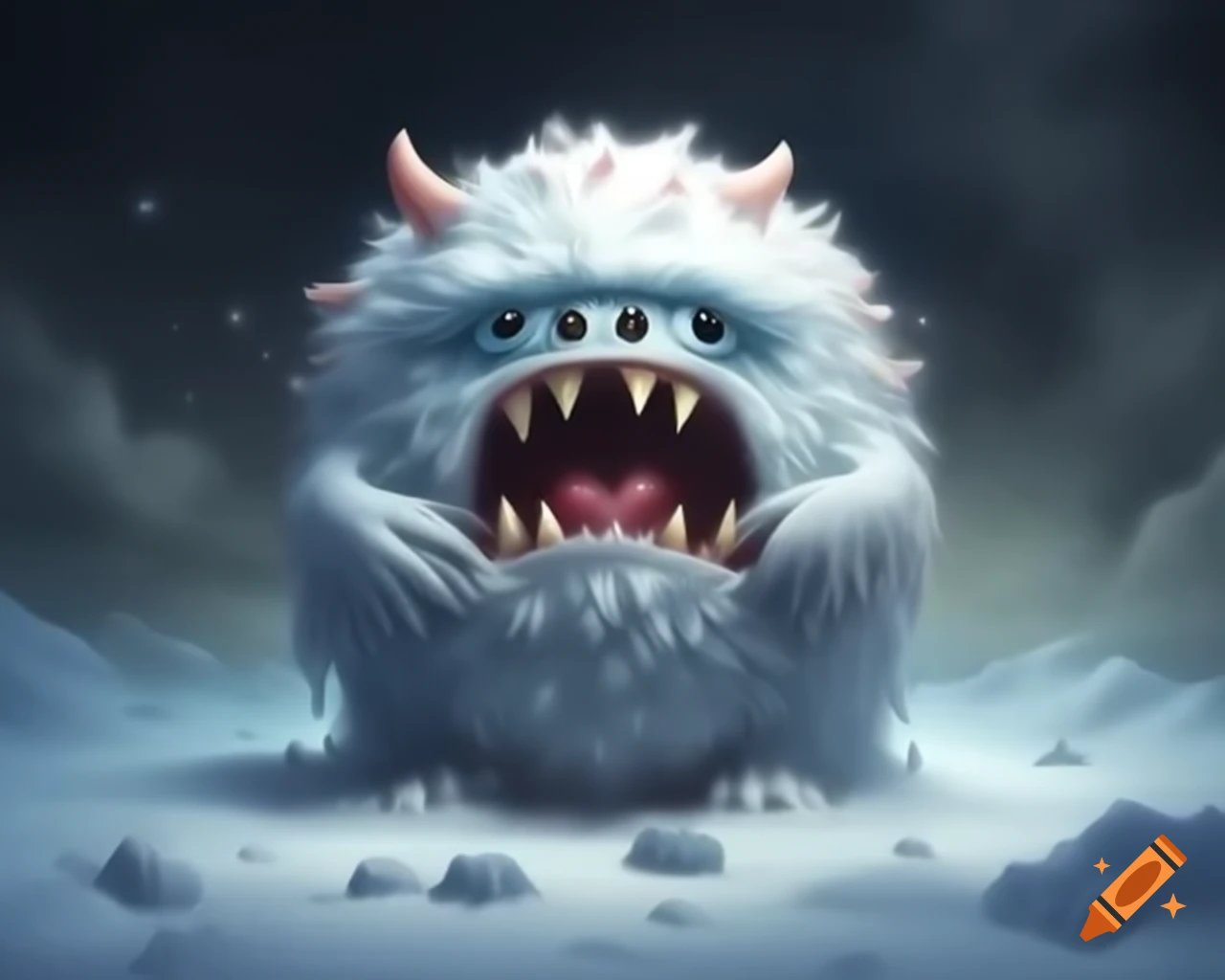 Surreal cartoon monster sneaking, fluffy texture on Craiyon