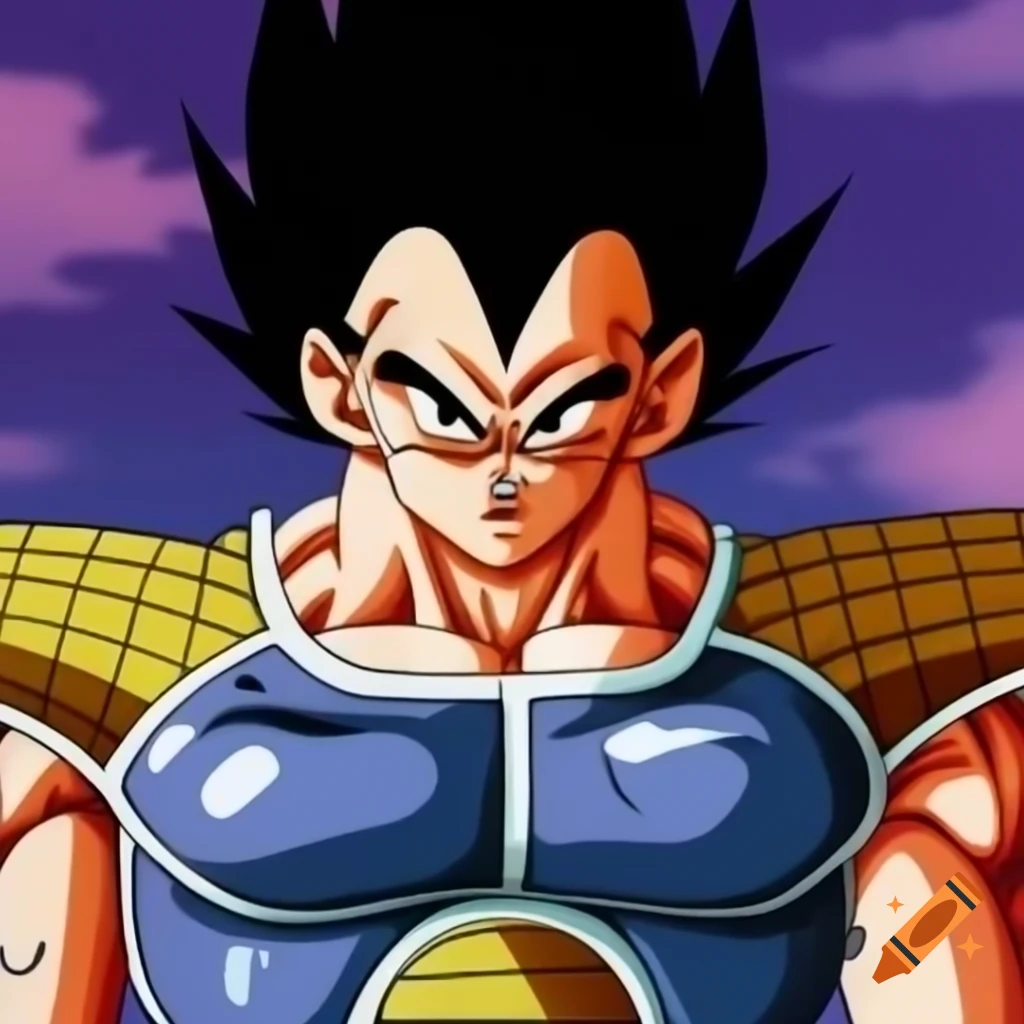 Super Vegeta Saiyan in full body pose showcasing muscles while fighting ...