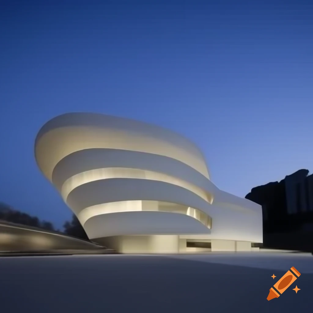 Curved eco-friendly car museum design with three floors and underground ...