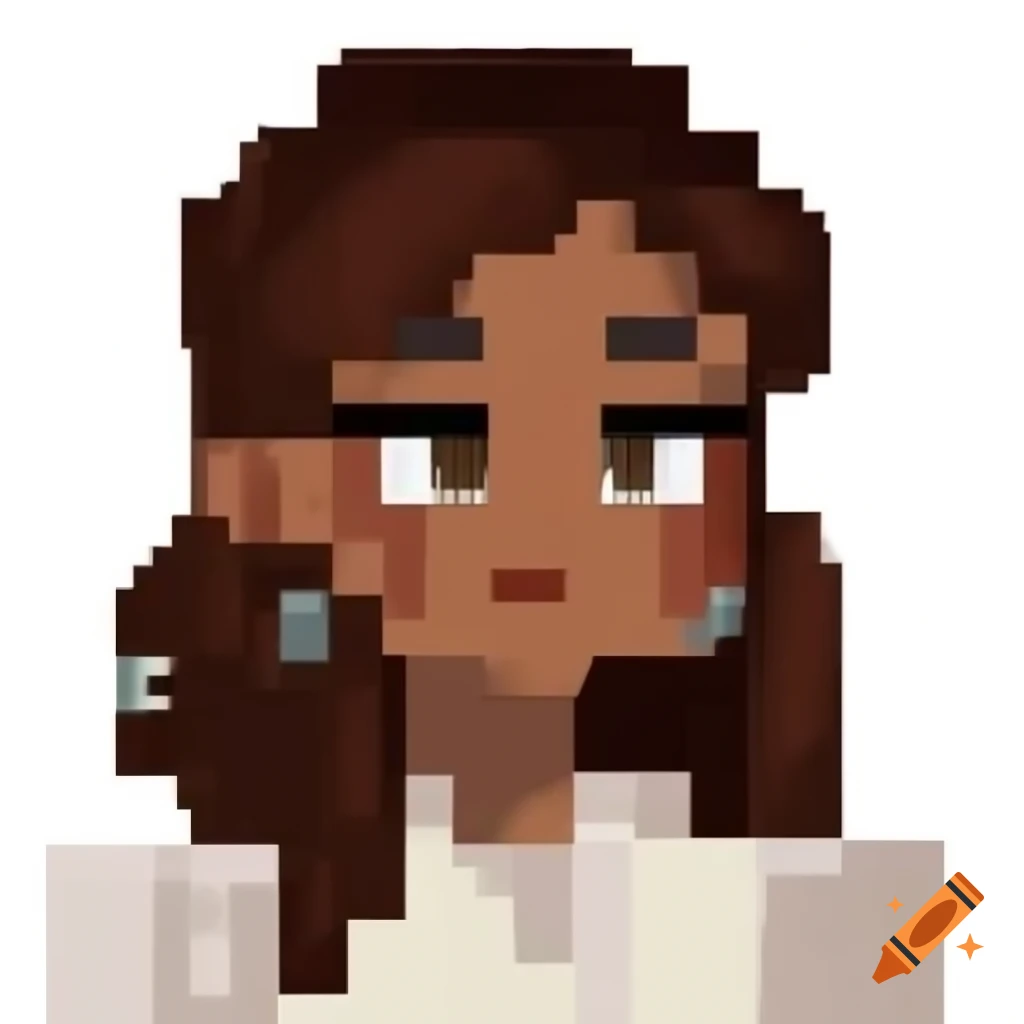 Pixelated female game character with brown eyes, tan skin, and long ...