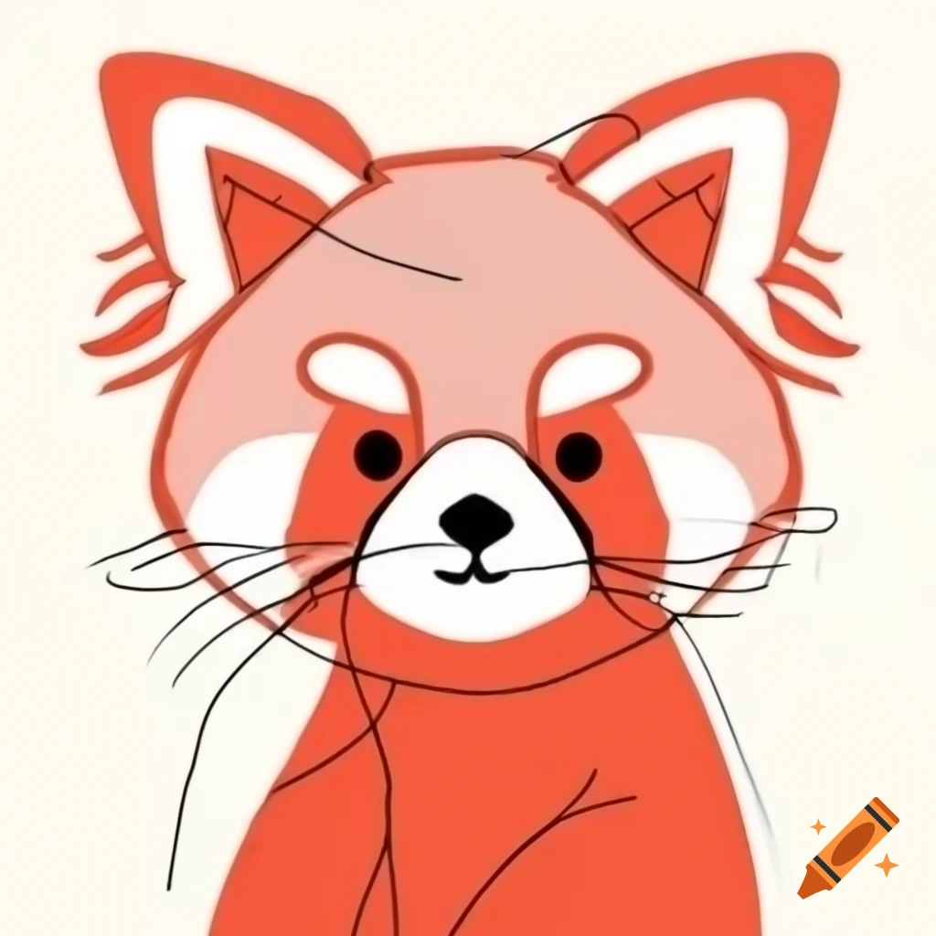 Minimalist line art drawing of a red panda on Craiyon
