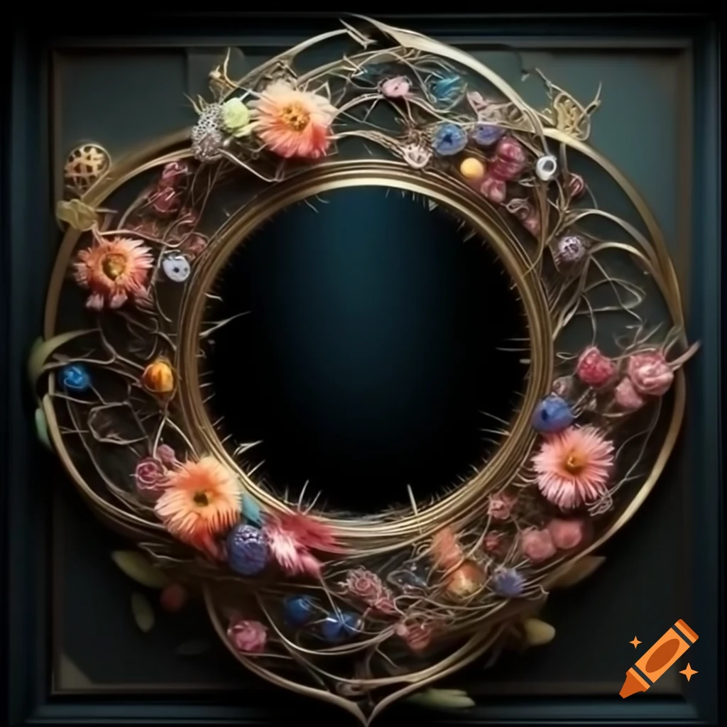 Art nouveau ironwork scroll design with colorful flowers on Craiyon