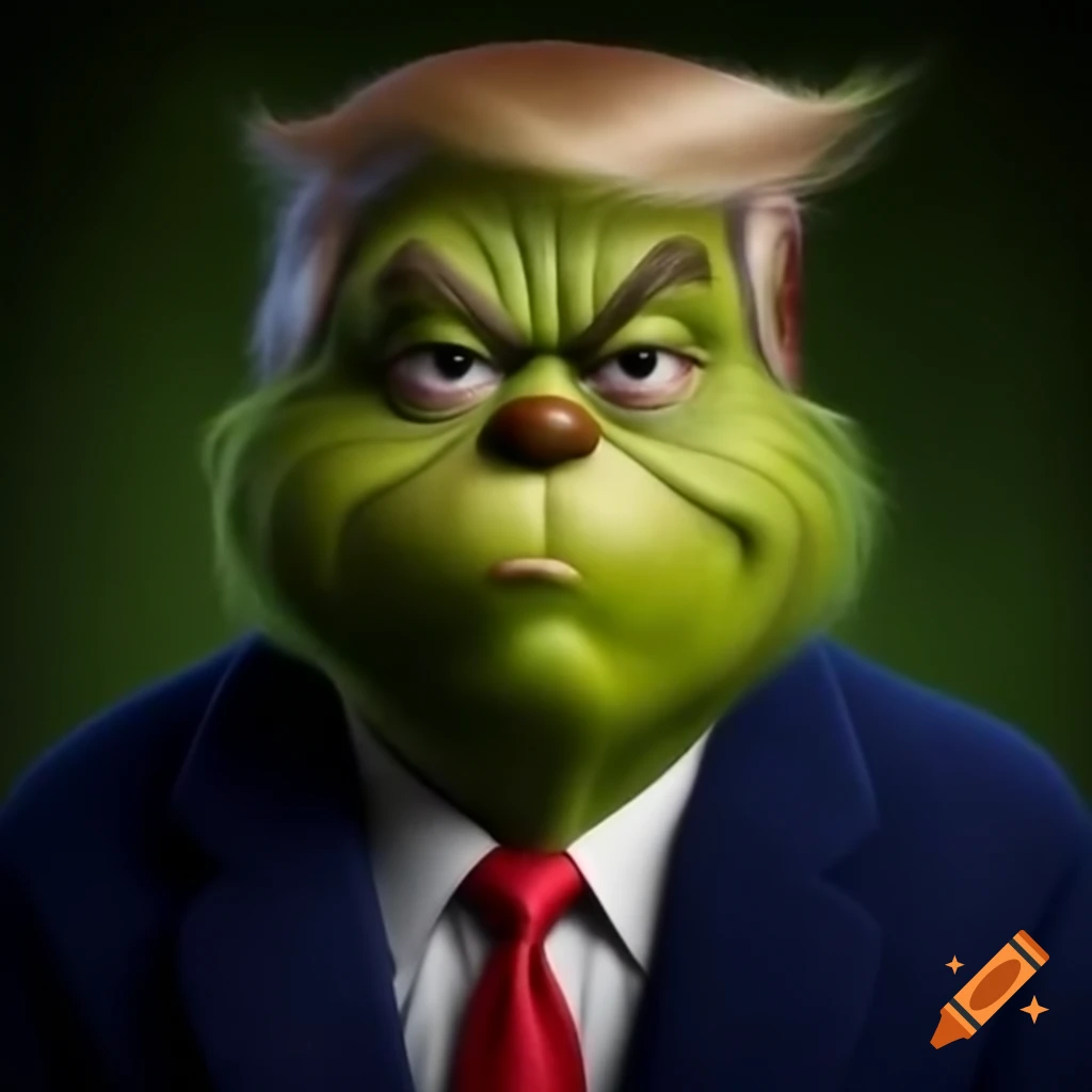 Caricature of Donald Trump depicted as the Grinch on Craiyon