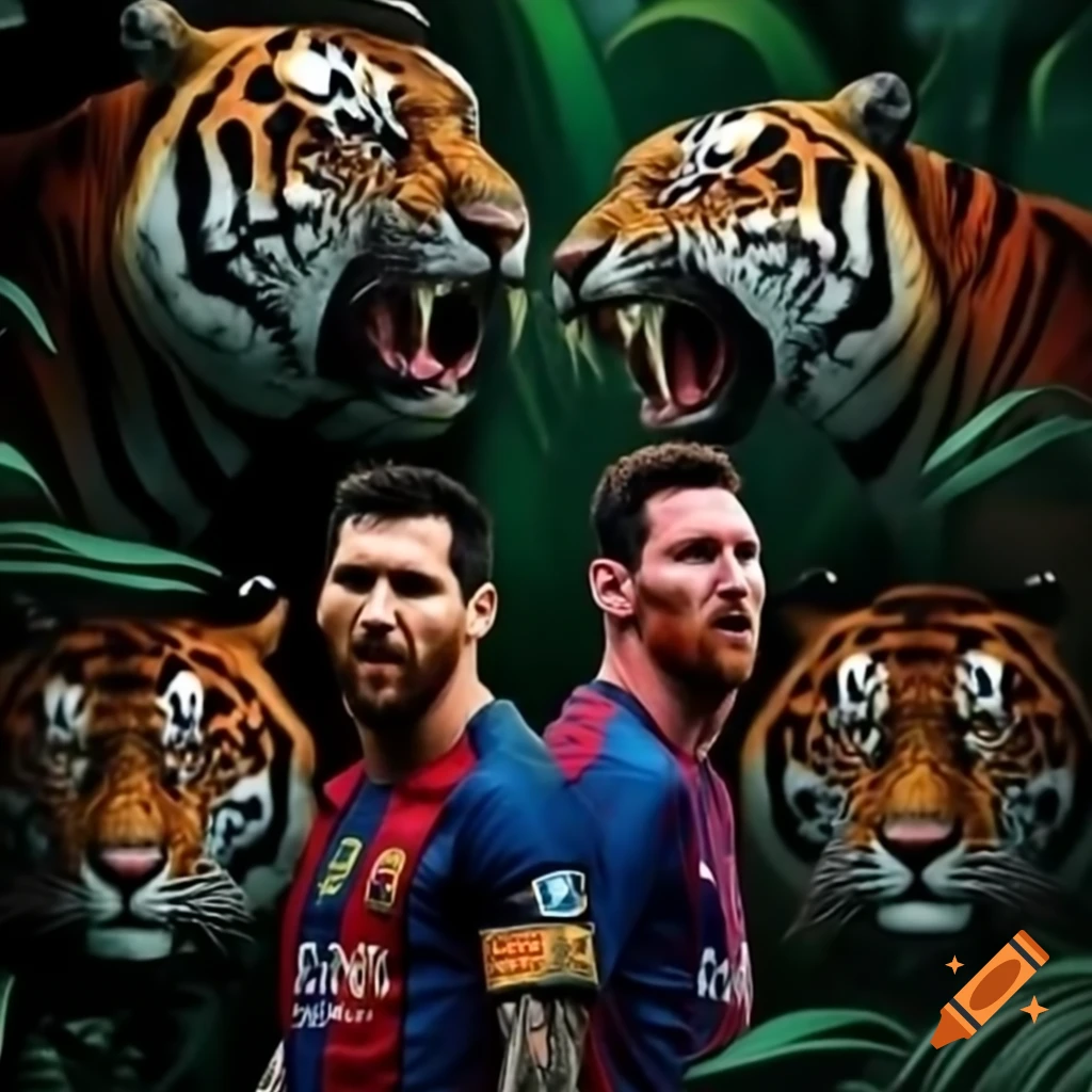 Lionel messi and cristiano ronaldo in deep jungle surrounded by wild ...