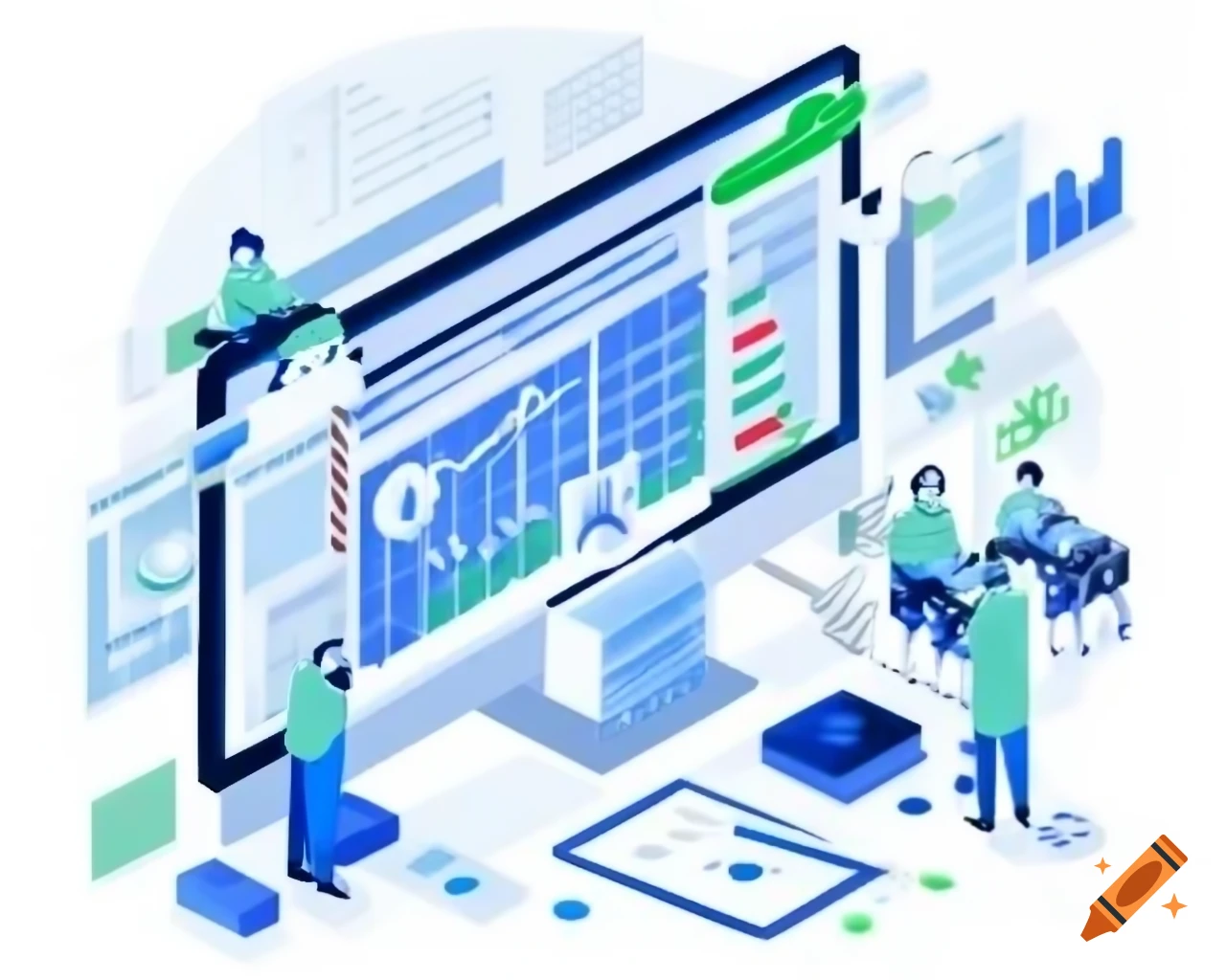 Digital illustration of healthcare data analysis in modern hospital ...