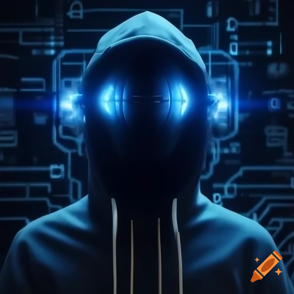 Majestic figure with a digital aura, humanoid-cybernetic body adorned ...