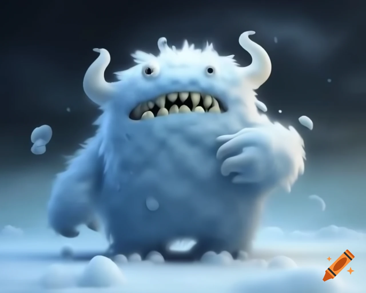 Surreal cartoon monster sneaking, fluffy texture on Craiyon