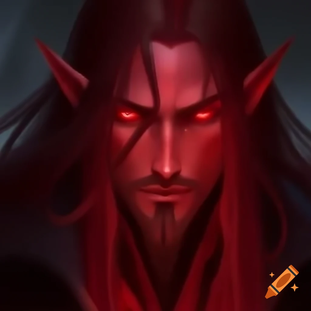 Glowing figure with red hue, combining elements of alucard and middle ...