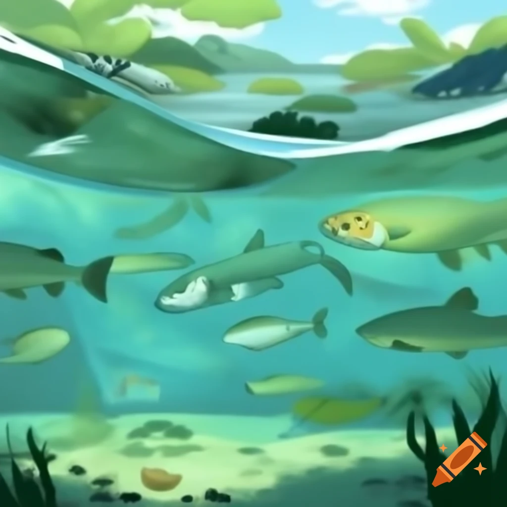 Healthy great lakes ecosystem with native fish species like lake trout ...