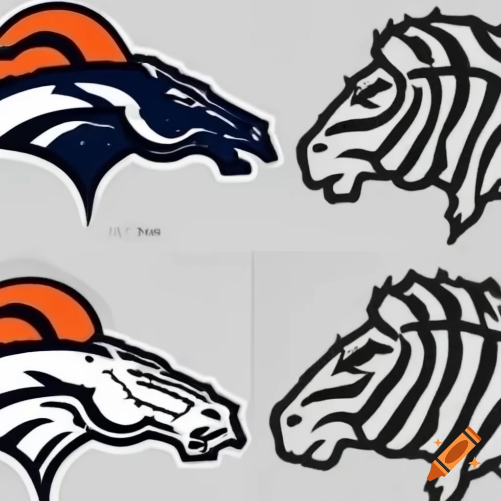 Denver Broncos logo redesigned with black and white zebra pattern on ...