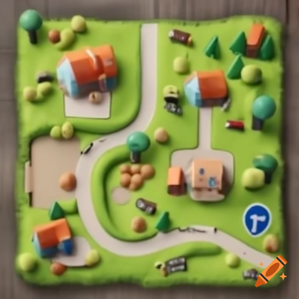 Diy playdough map featuring buildings, houses, cars, and road signs on ...