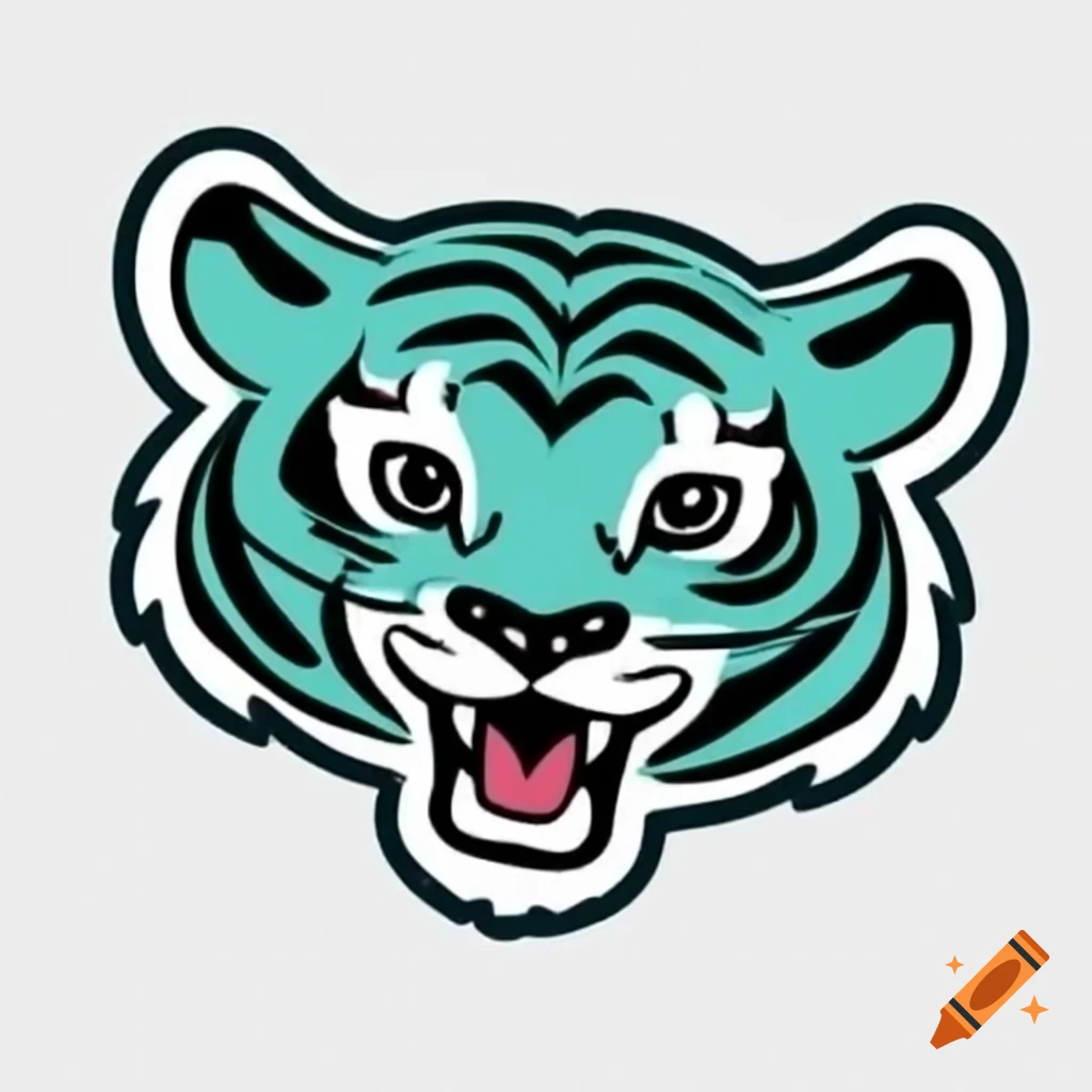 Cute teal tiger cub mascot logo in NFL style on Craiyon