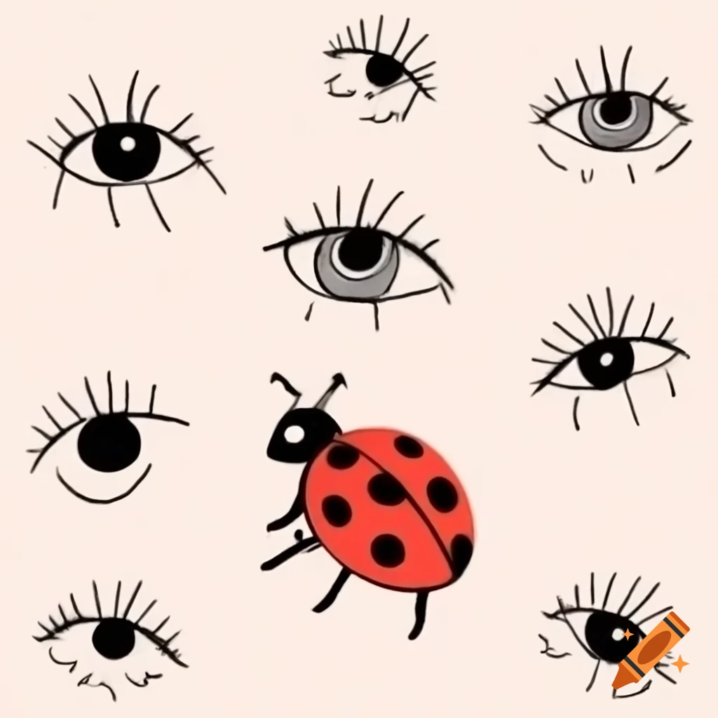 Minimalistic drawing of ladybug from bird's eye view on Craiyon