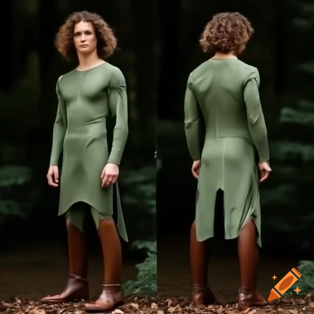 Full body representation of a male forest spirit with curly green hair ...
