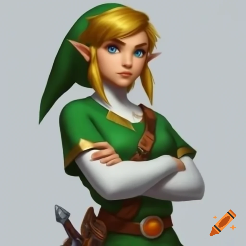 Hyper-realistic feminine depiction of Link from Legend of Zelda in ...