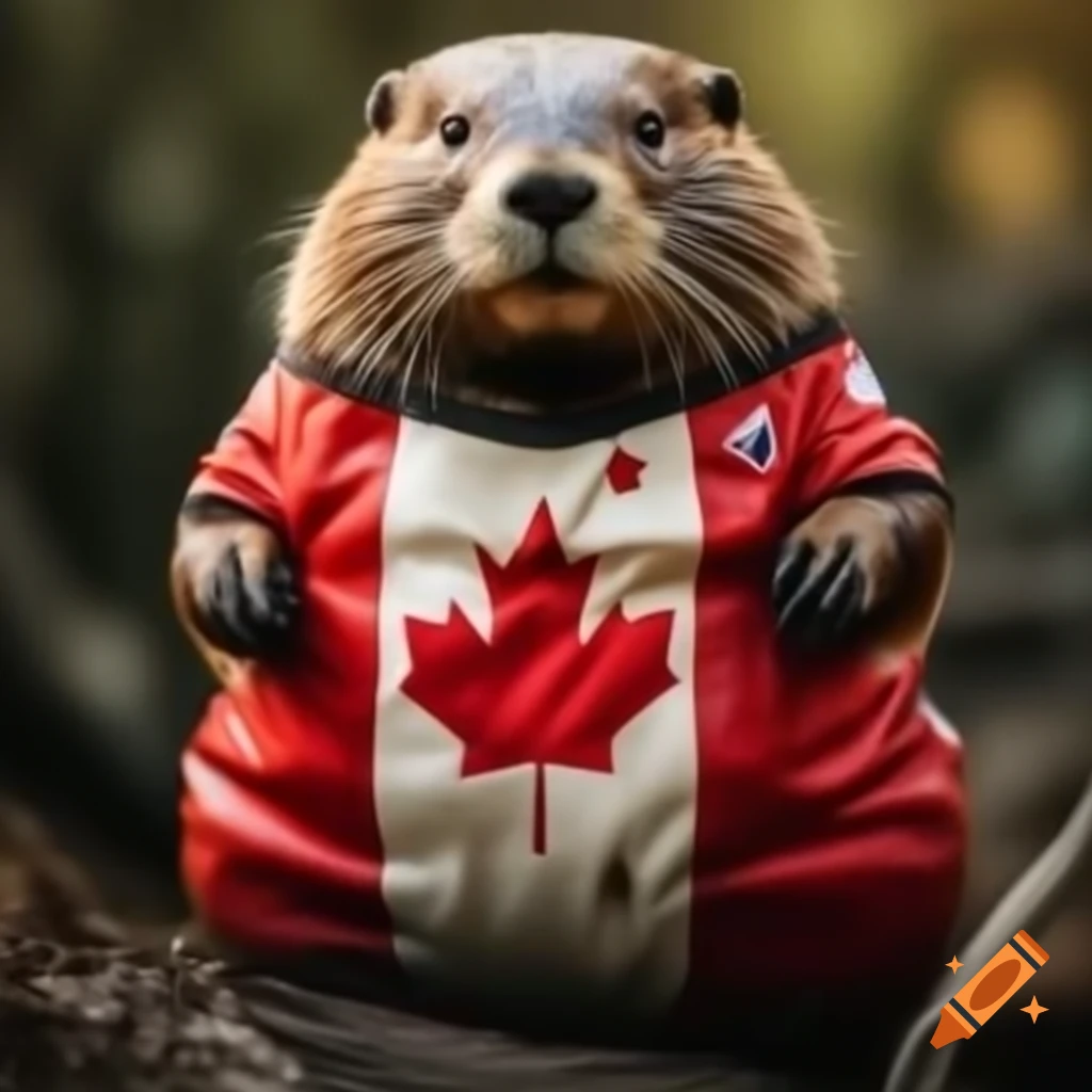 Beaver wearing canadian flag jumpsuit on Craiyon