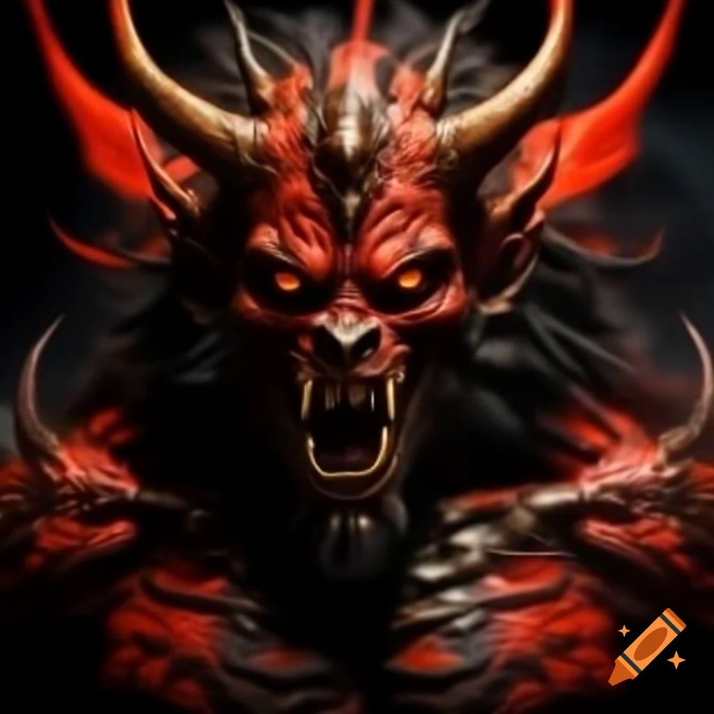 Demons emerging from hell, featuring realistic red and black colors on ...