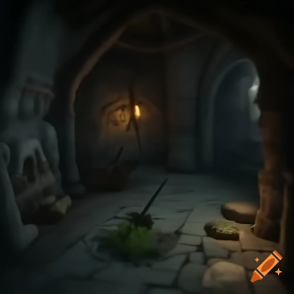 Medieval dungeon escape room with riddles and obstacles on Craiyon