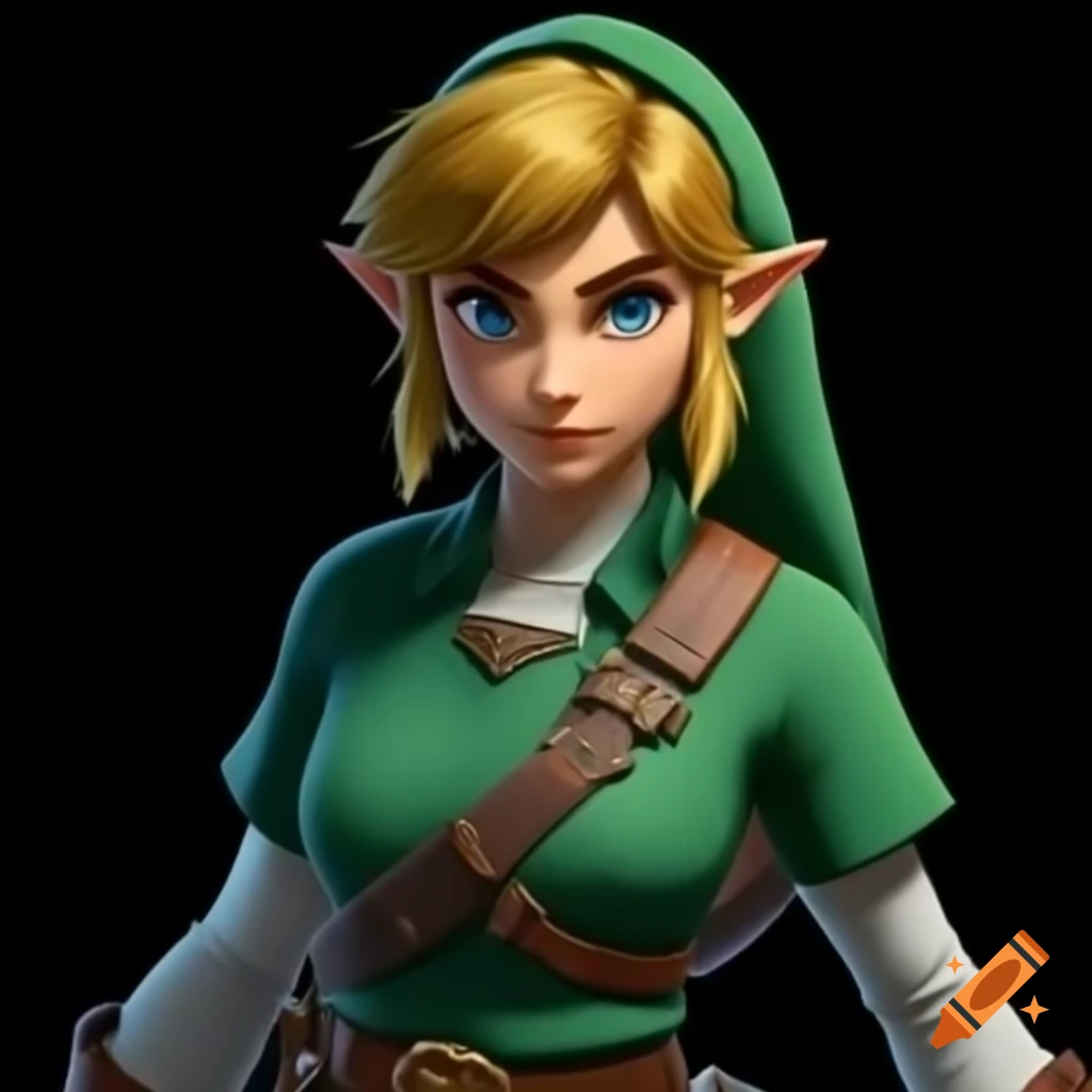 Hyper-realistic feminine depiction of Link from Legend of Zelda in ...
