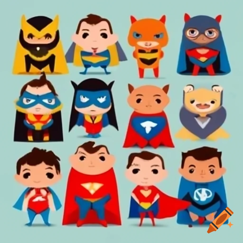 Superhero cape flapping in wind with cartoon characters wearing capes ...