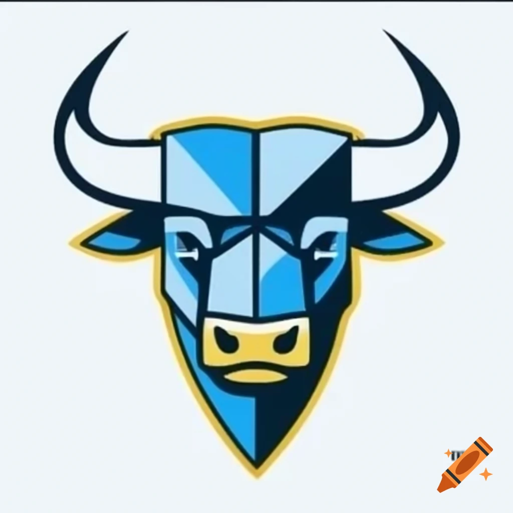 Abstract geometric crest shape featuring simplified buffalo head ...