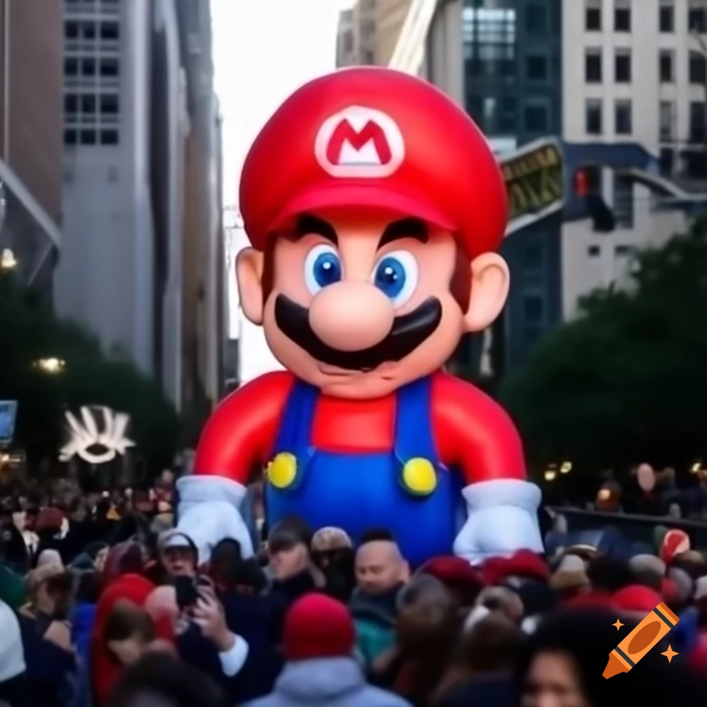 Mario balloon at Macy's Thanksgiving Day Parade on Craiyon