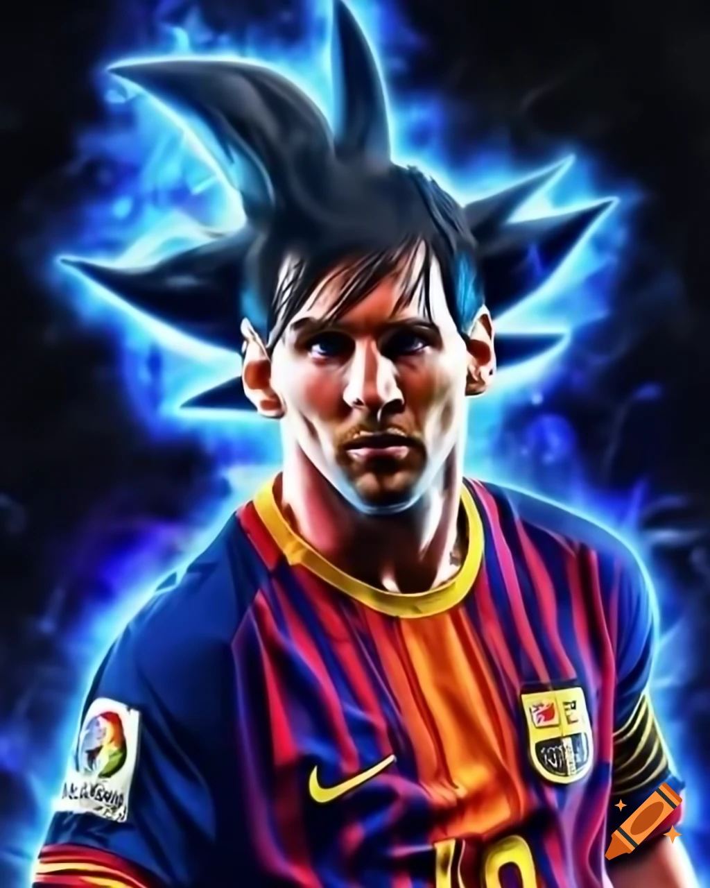Lionel messi with ultra instinct hairstyle inspired by dragon ball ...