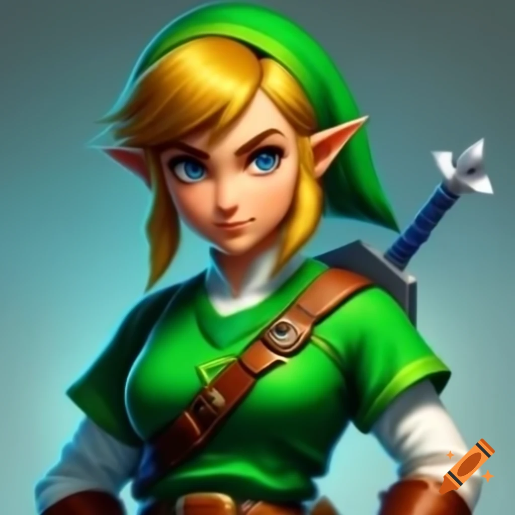 Hyper-realistic feminine depiction of Link from Legend of Zelda in ...