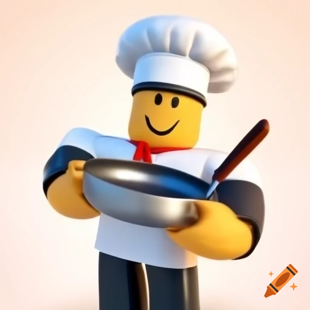 Roblox chef character holding an empty pan on Craiyon
